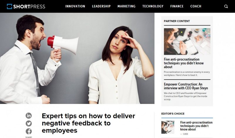 Shortpress : Expert tips on how to deliver negative feedback to ...